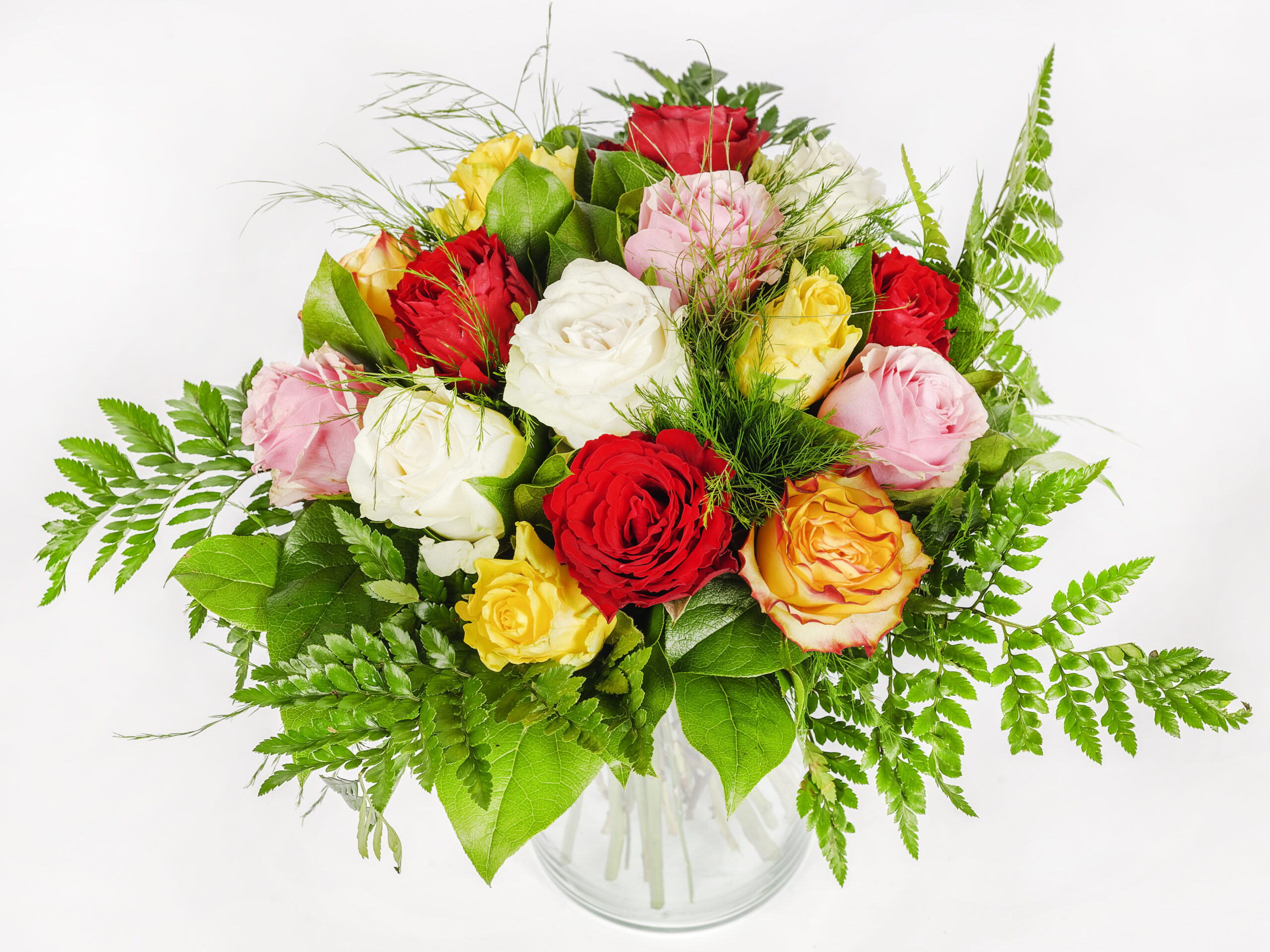 Bouquet roses multicolores – Atelier floral Coeur Lozère